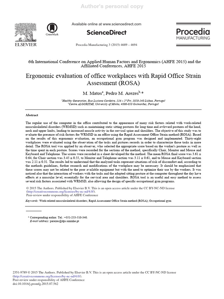 Rosa Rapid Office Strain Assessment | PDF | Anatomical Terms Of Motion ...