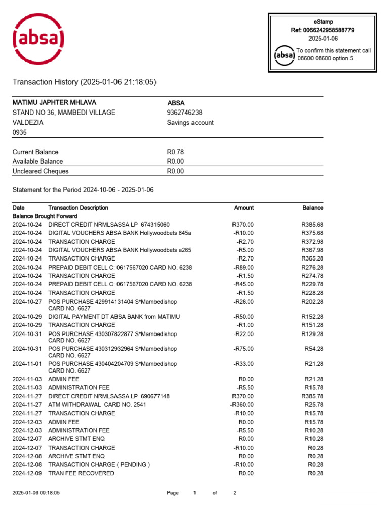 MATIMU JAPHTER MHLAVA - 2024-10-06 - 2025-01-06 - Stamped-1 | PDF ...