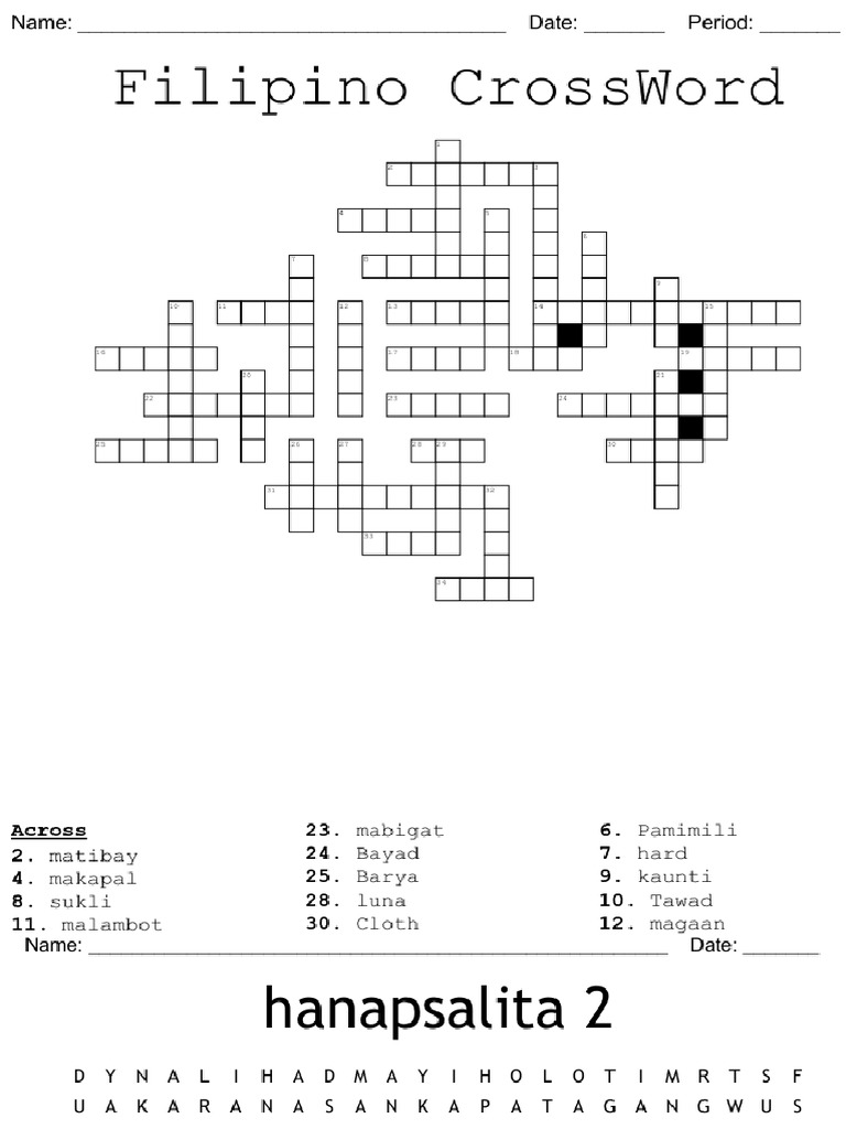 Crossword Tagalog | PDF