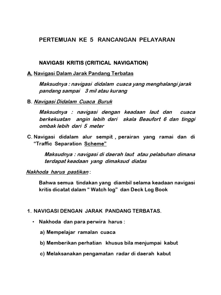 Rancangan Pelayaran Pertemuan V | PDF