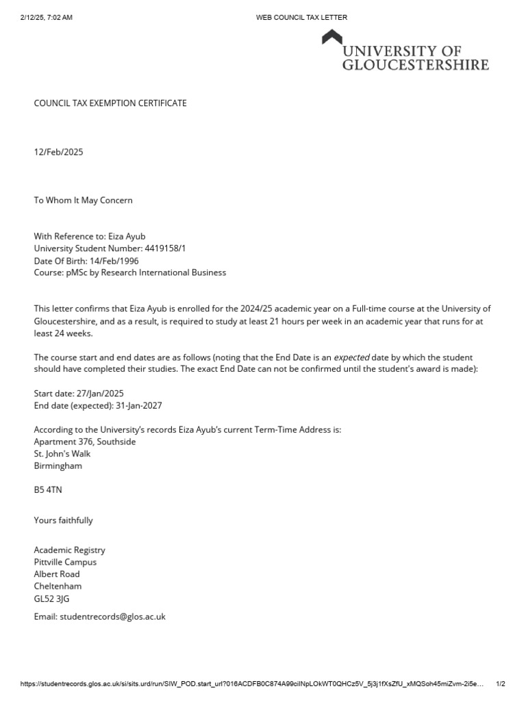 Web Council Tax Letter | PDF