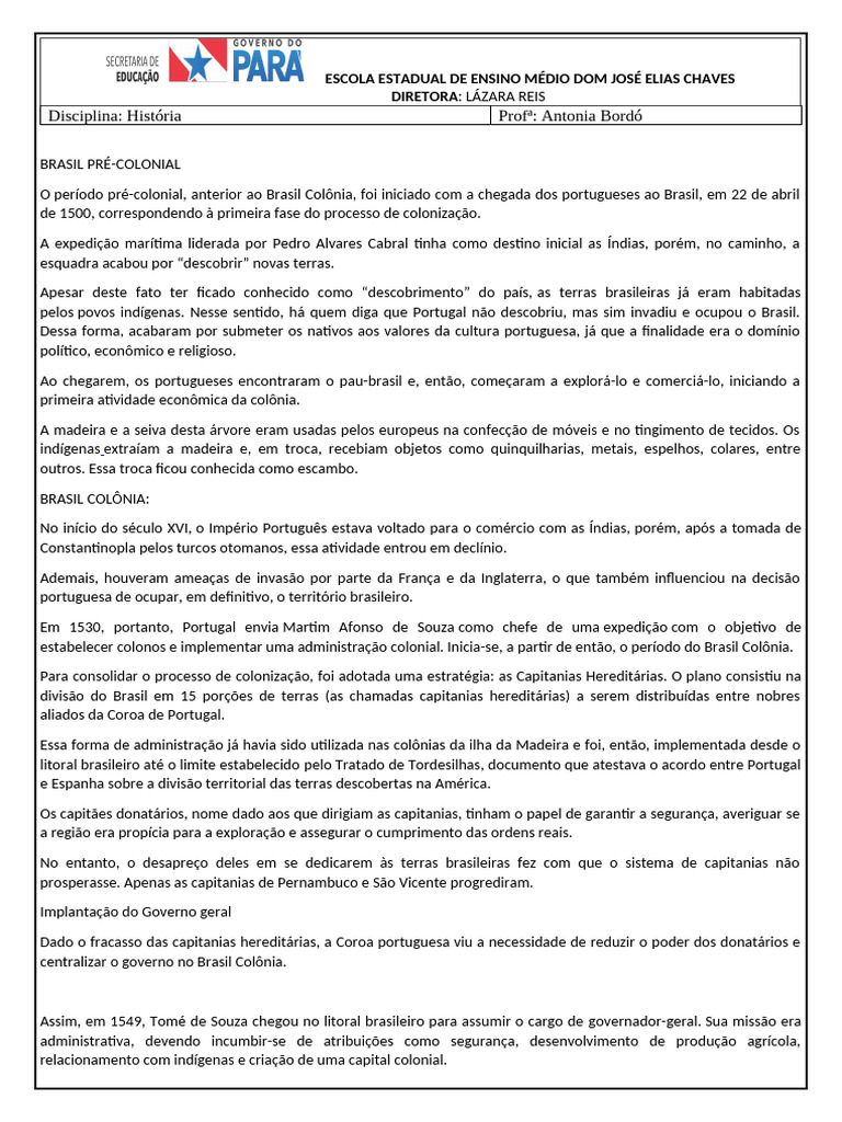 Brasil Pre-Colonial e Colonial | PDF | Barter (operação financeira ...