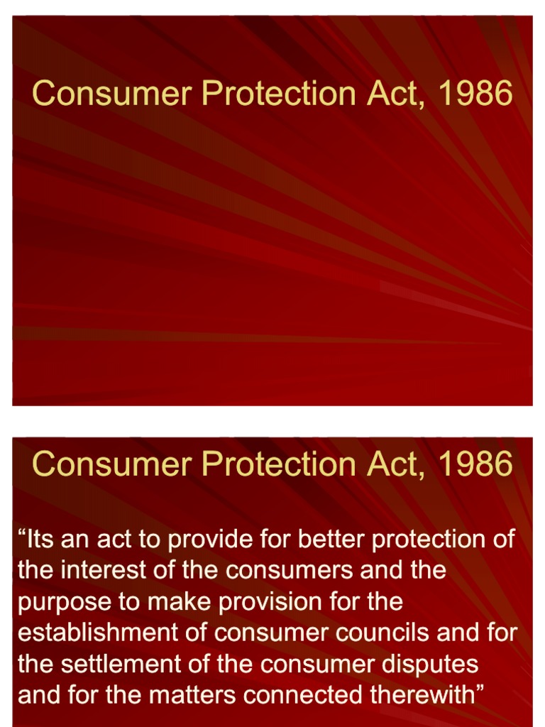 Consumer Protection Act, 1986 | PDF