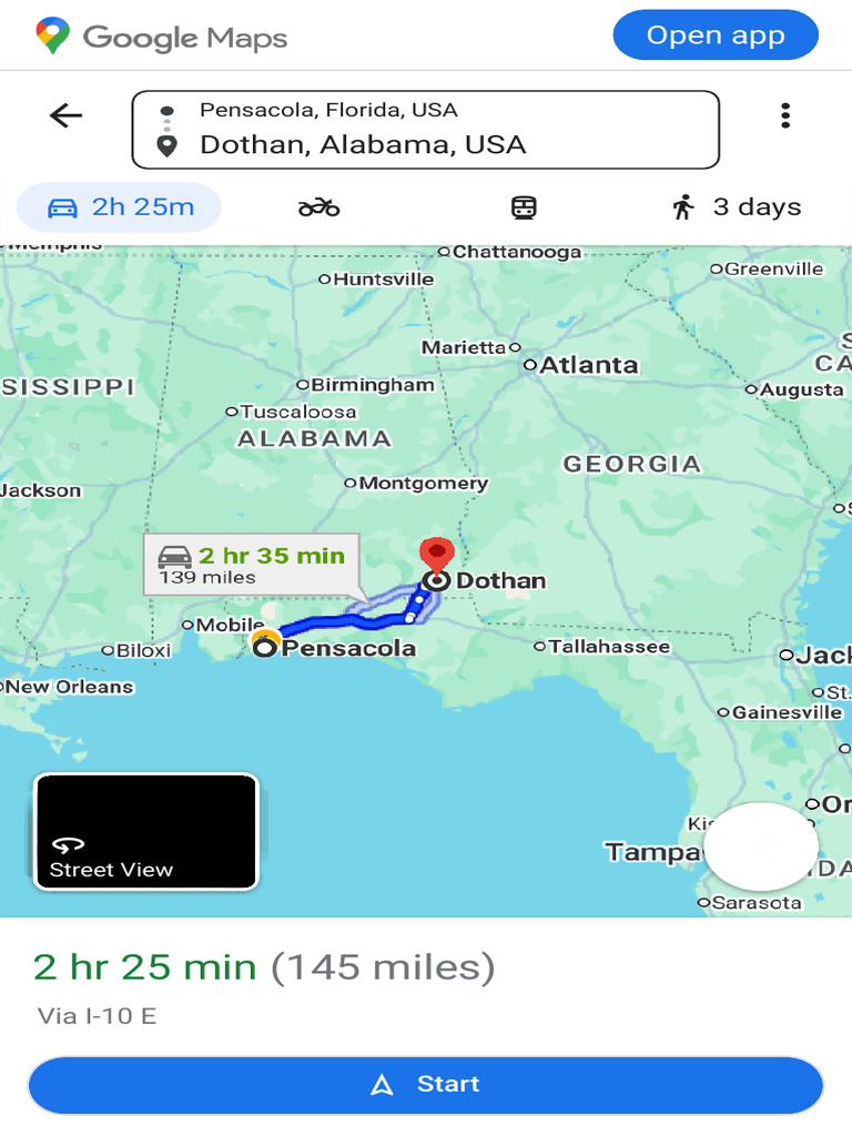 Get Directions - Pensacola, Florida, USA To Alabama, USA - Google Maps ...