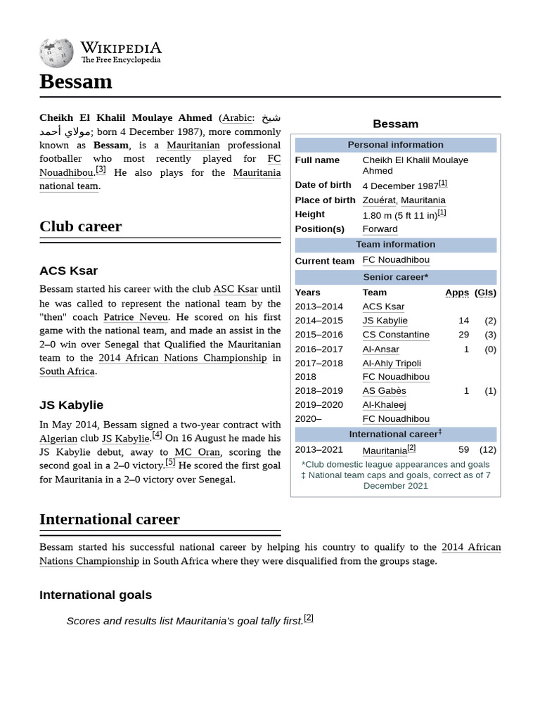 Bessam | PDF | Association Football Clubs | National Sports Teams