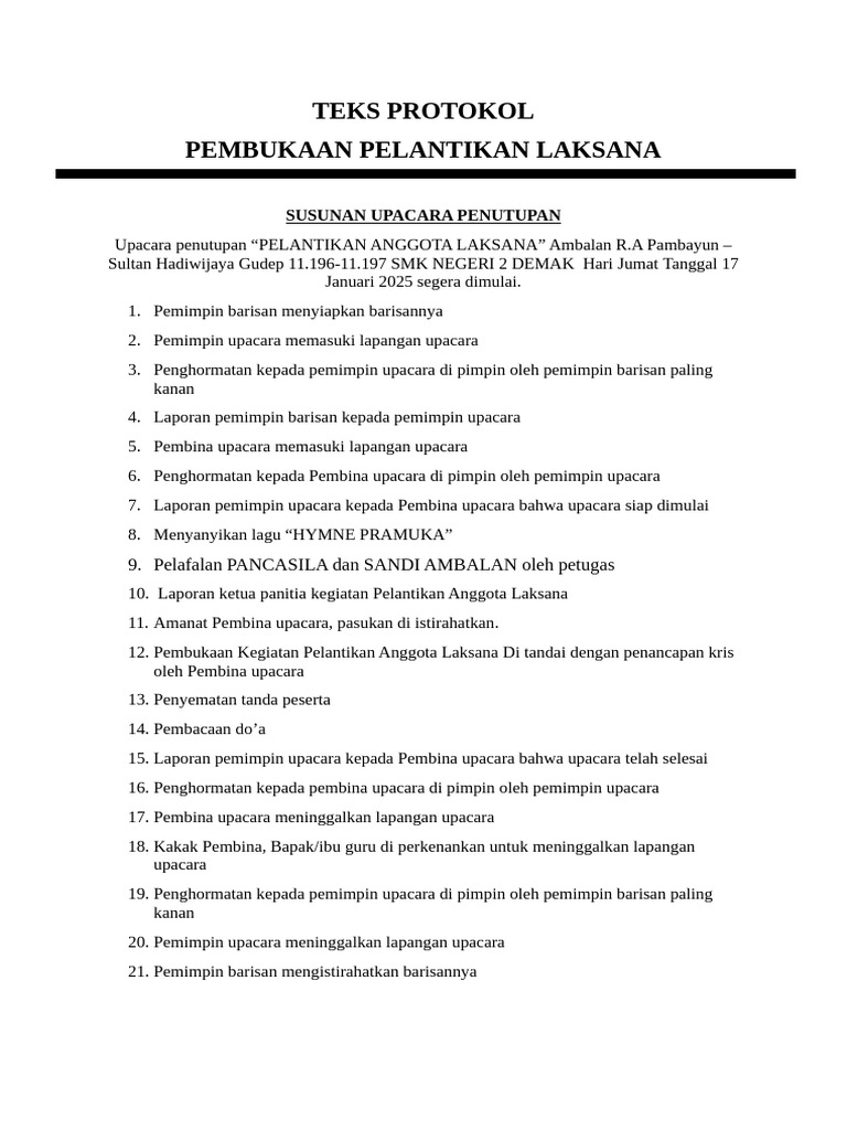 Teks Protokol Pembukaan | PDF