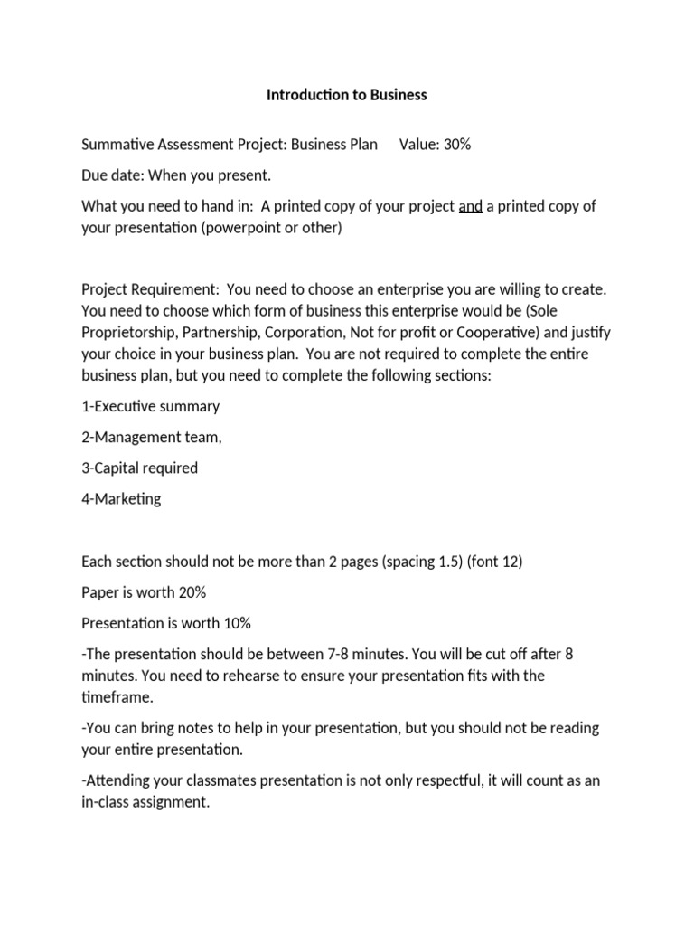 Summative Assessment Project | PDF