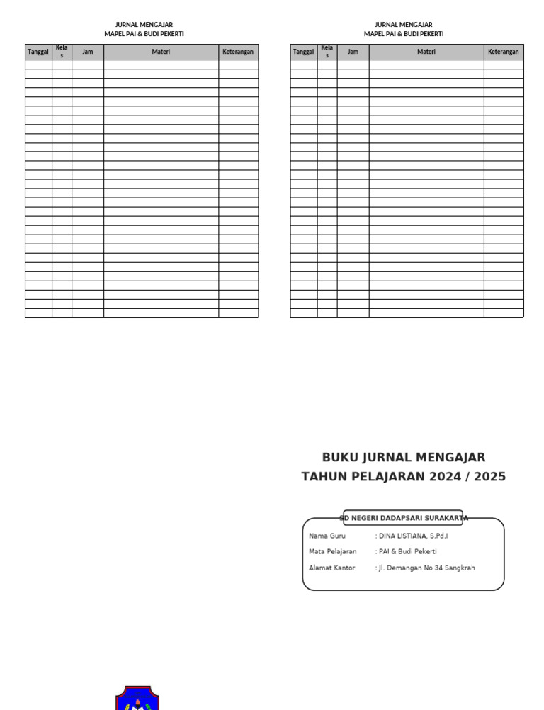 Jurnal Mengajar Mapel Pai | PDF