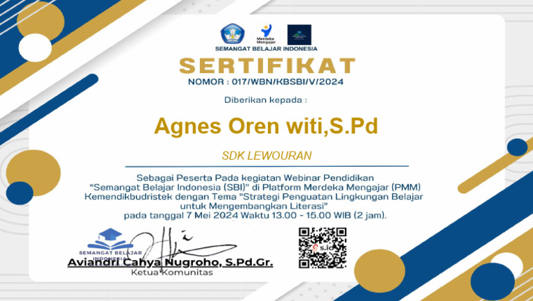 SERTIFIKAT GURU MASA KINI - LITERASI - Agnes Oren Witi, S.PD | PDF