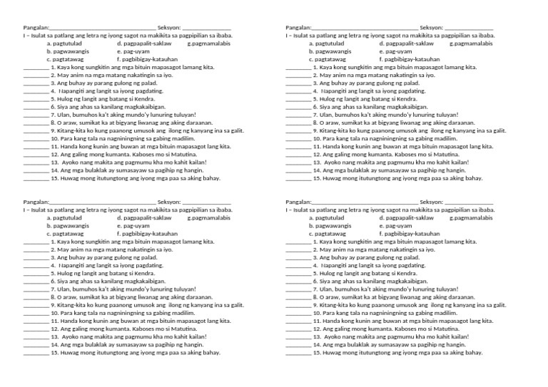 G8 QUIZ (Tayutay) 2 | PDF