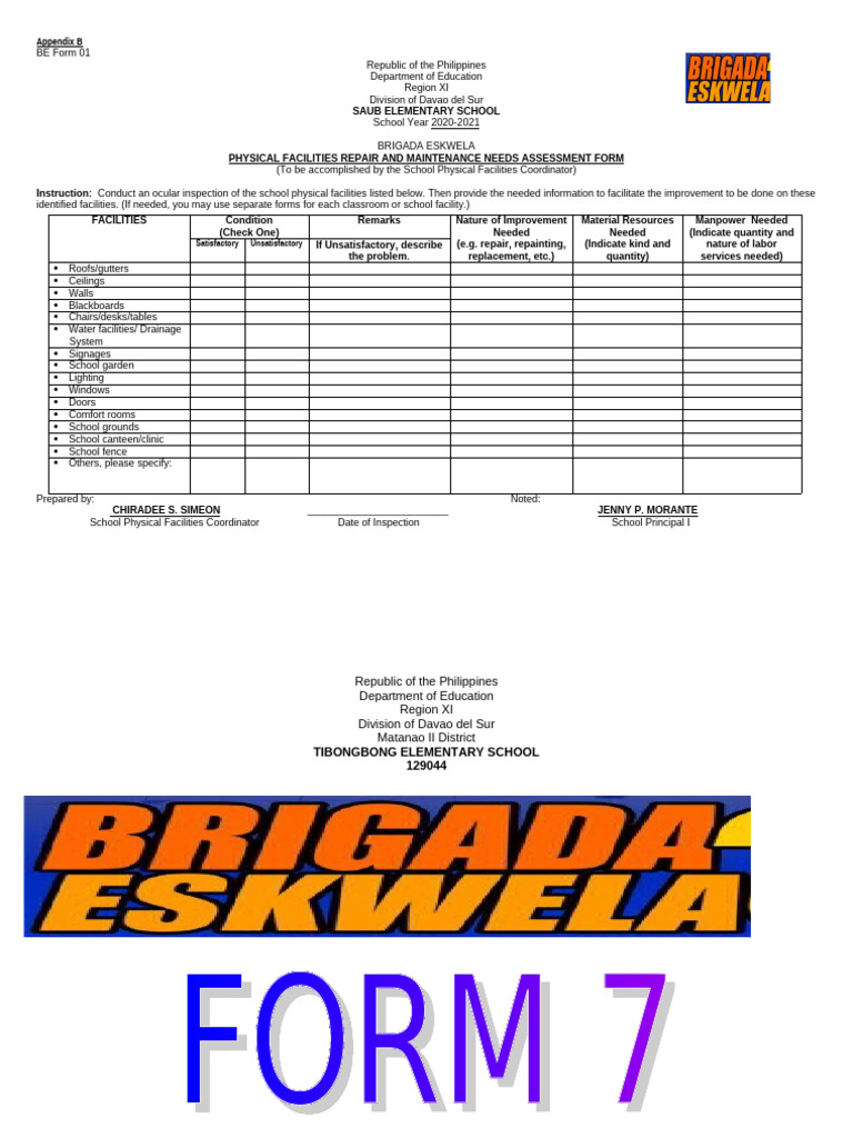 Appendix B. BE Form 01 | PDF