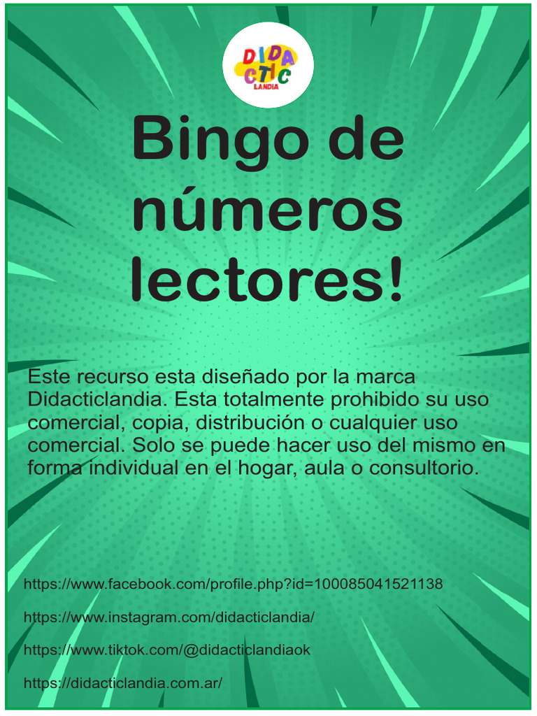 Bingo de Números para Imprimir | PDF