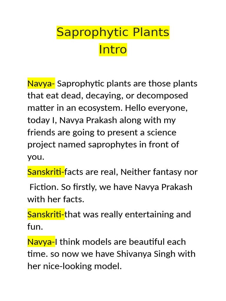 Saprophytic Plants | PDF