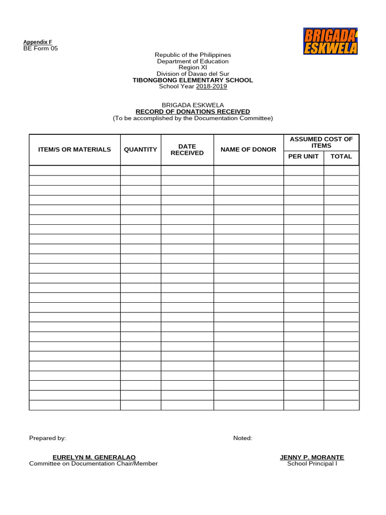 Appendix F. BE Form 05 | PDF