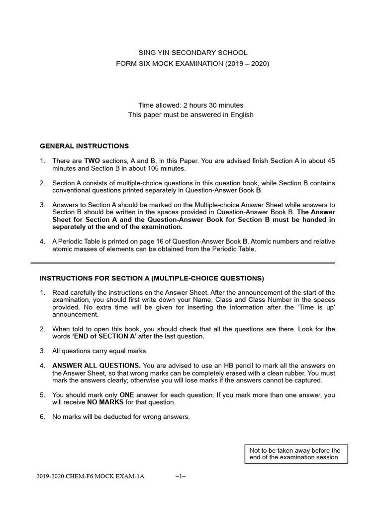 Chem Paper MC Qs | PDF | Chemical Equilibrium | Acid
