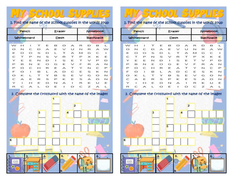 School Supplies Word Puzzle | PDF