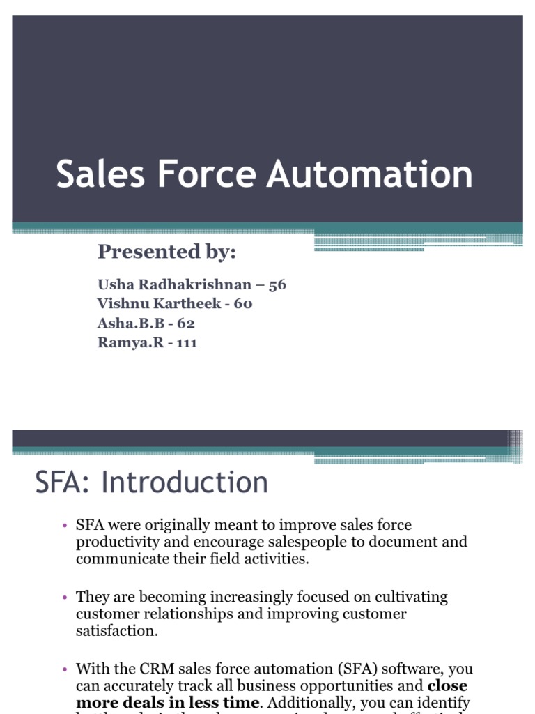 SFA | PDF | Customer Relationship Management | Sales