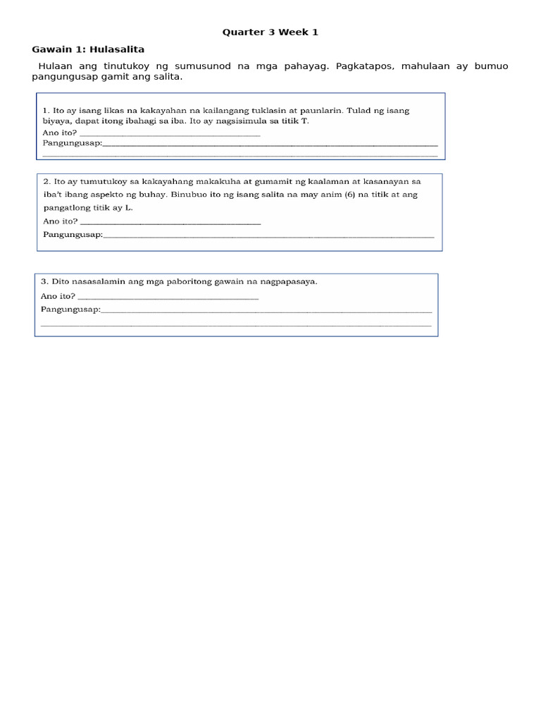 Quarter 3 W 1 Worksheet | PDF
