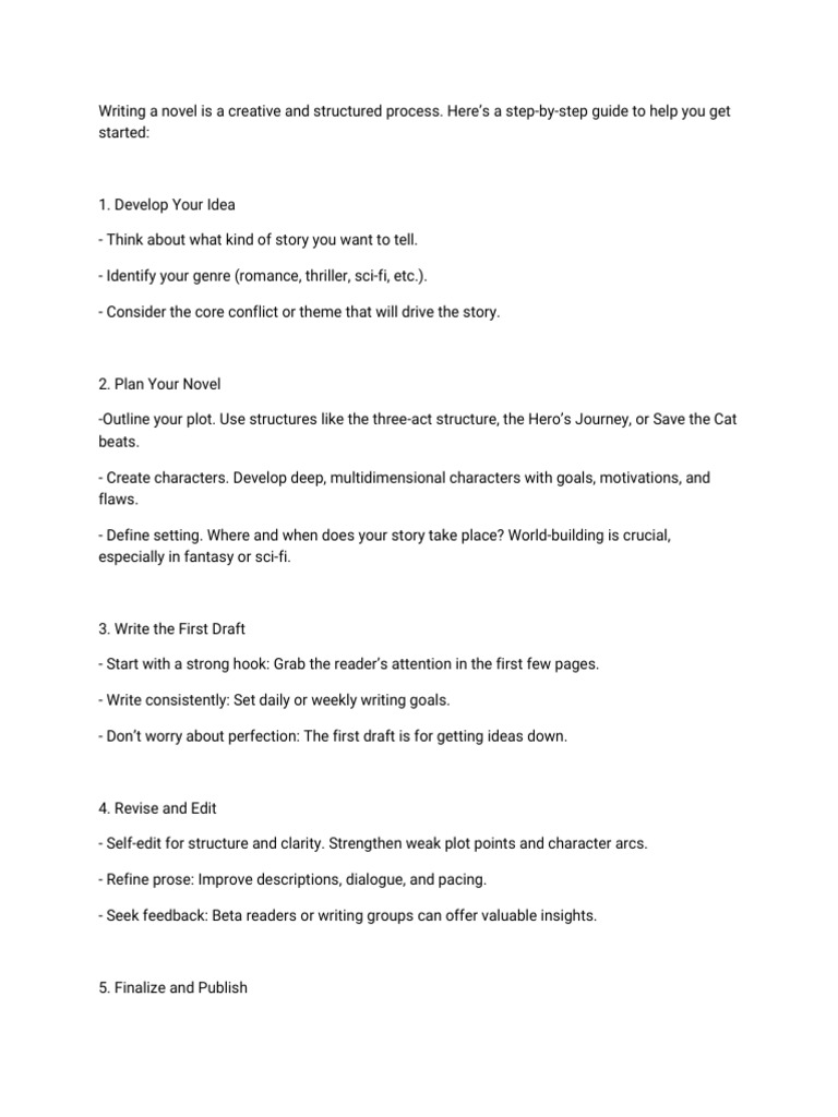 Step-by-Step Guide to Writing a Novel | PDF