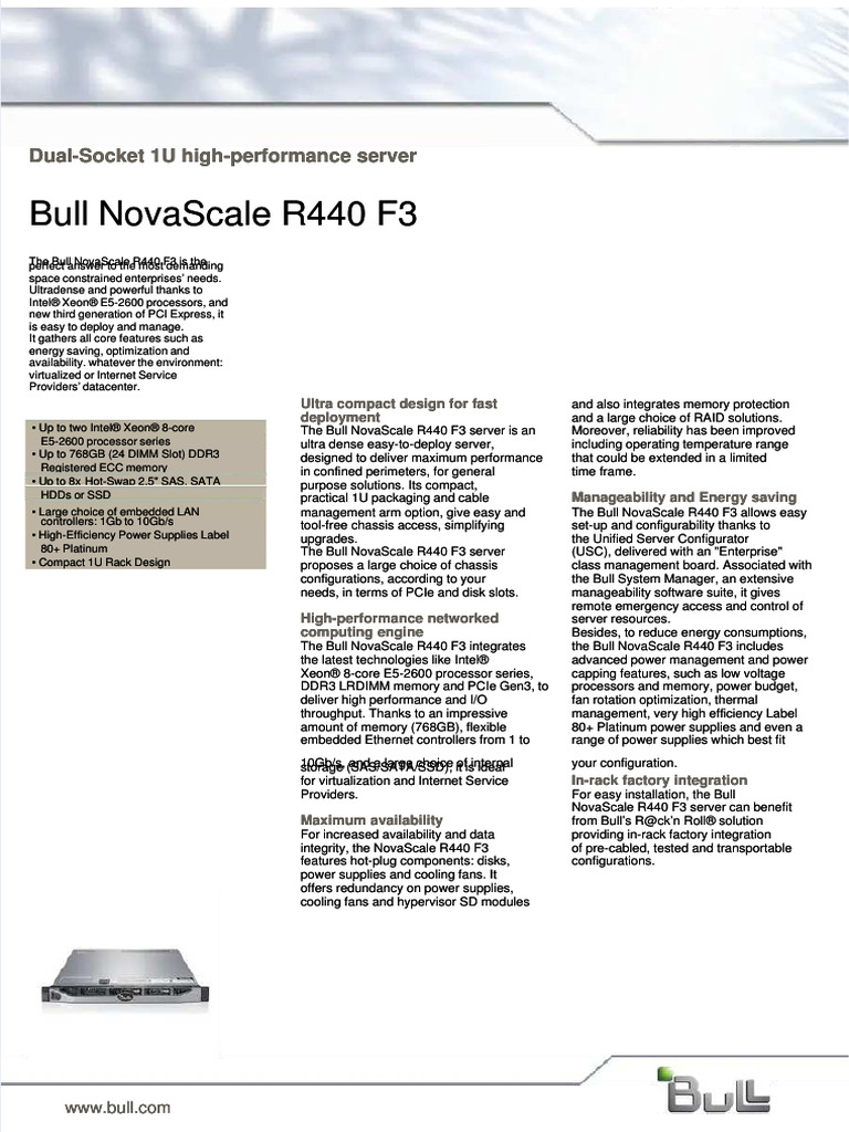Bull NovaScale R440 F3 Server Overview | PDF | Solid State Drive | Hard ...