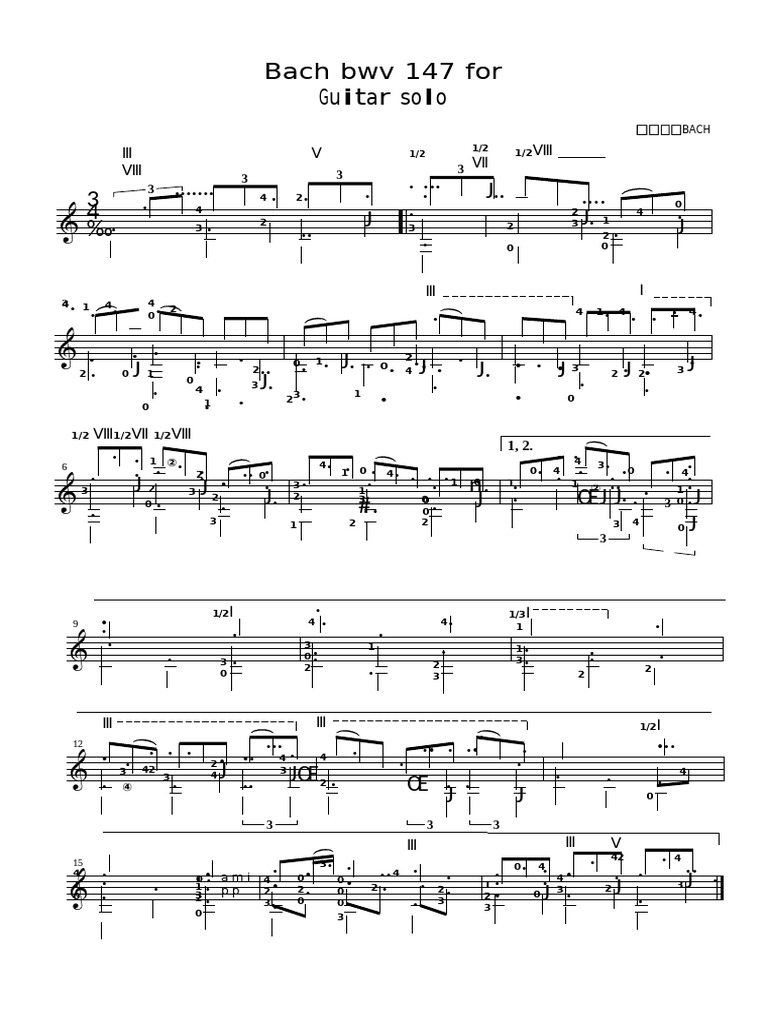 Bach BWV 147 Guitar Solo Sheet | PDF
