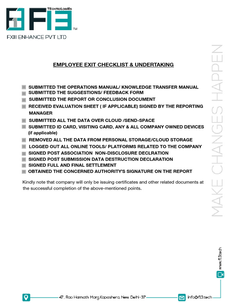Employee Exit Process Checklist | PDF | Non Disclosure Agreement | Trade Secret