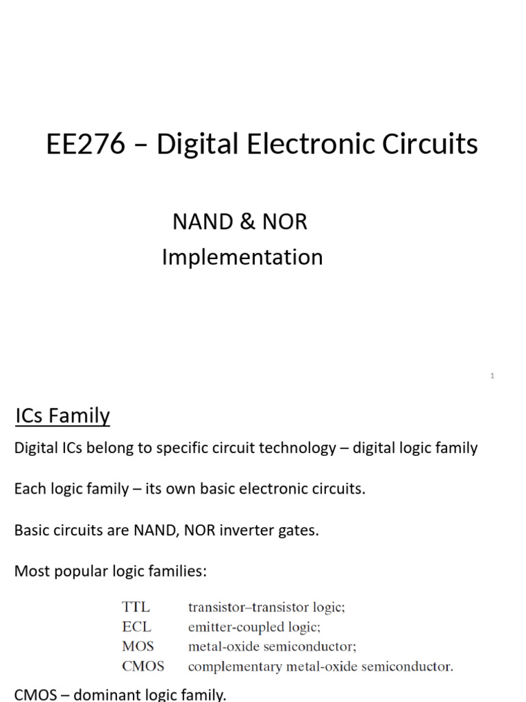 NAND NOR Implementation | PDF | Logic Gate | Cmos