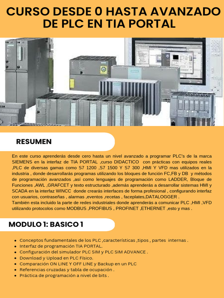 Temario Curso Tia Portal - 2024 | PDF | Scada | Controlador lógico programable