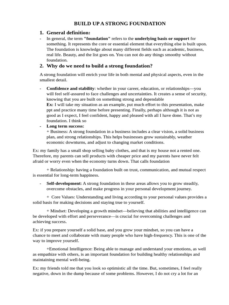 Build Up A Strong Foundation | PDF | Knowledge | Mindset