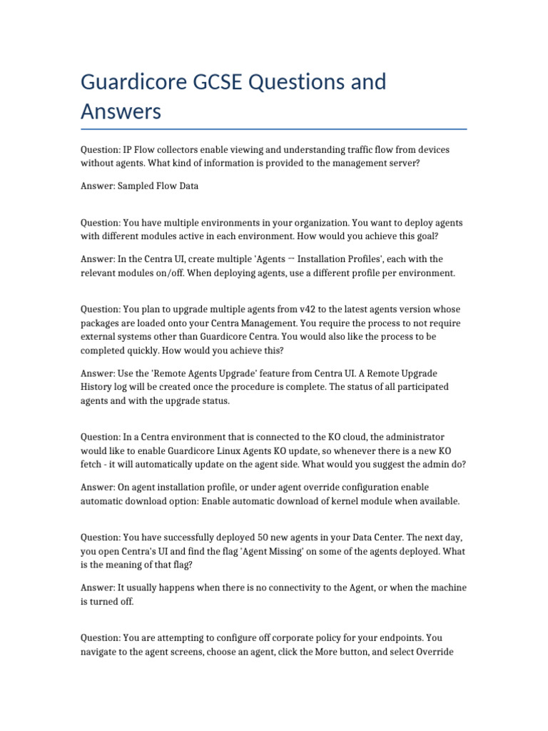 Guardicore GCSE Questions and Answers Full Corrected | PDF | Computer Engineering | Operating ...