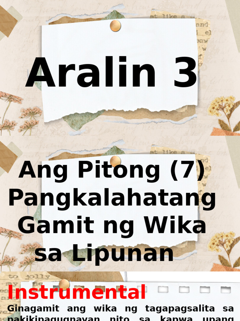 Aralin 3 Ibat Ibang Gamit NG Wika Sa Lipunan | PDF