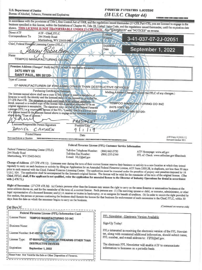 Federal Firearms License | PDF