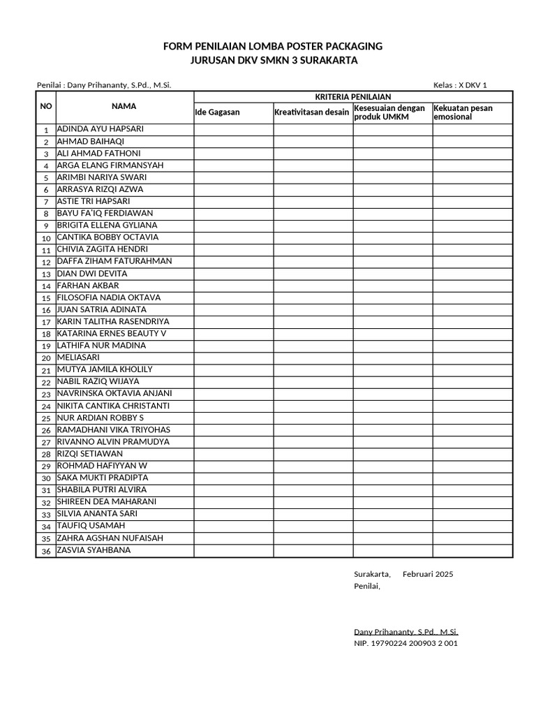 Kriteria Penilaian Lomba Poster DKV | PDF