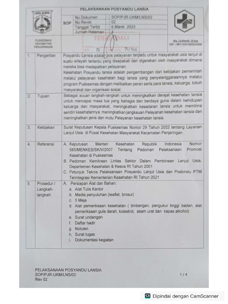 Sop Pelaksanaan Posyandu Lansia | PDF