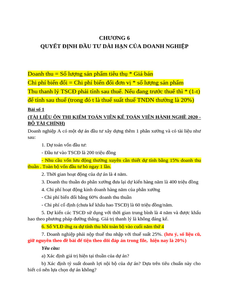 bài tập chương 5 tcdn | PDF