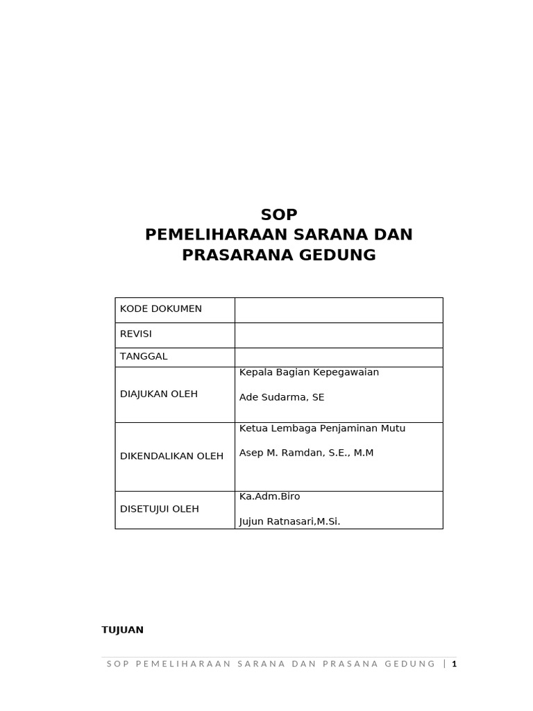 Contoh SOP Sarpras | PDF