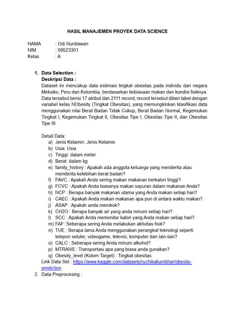 Projek Hasil Manajemen Proyek Data Science | PDF