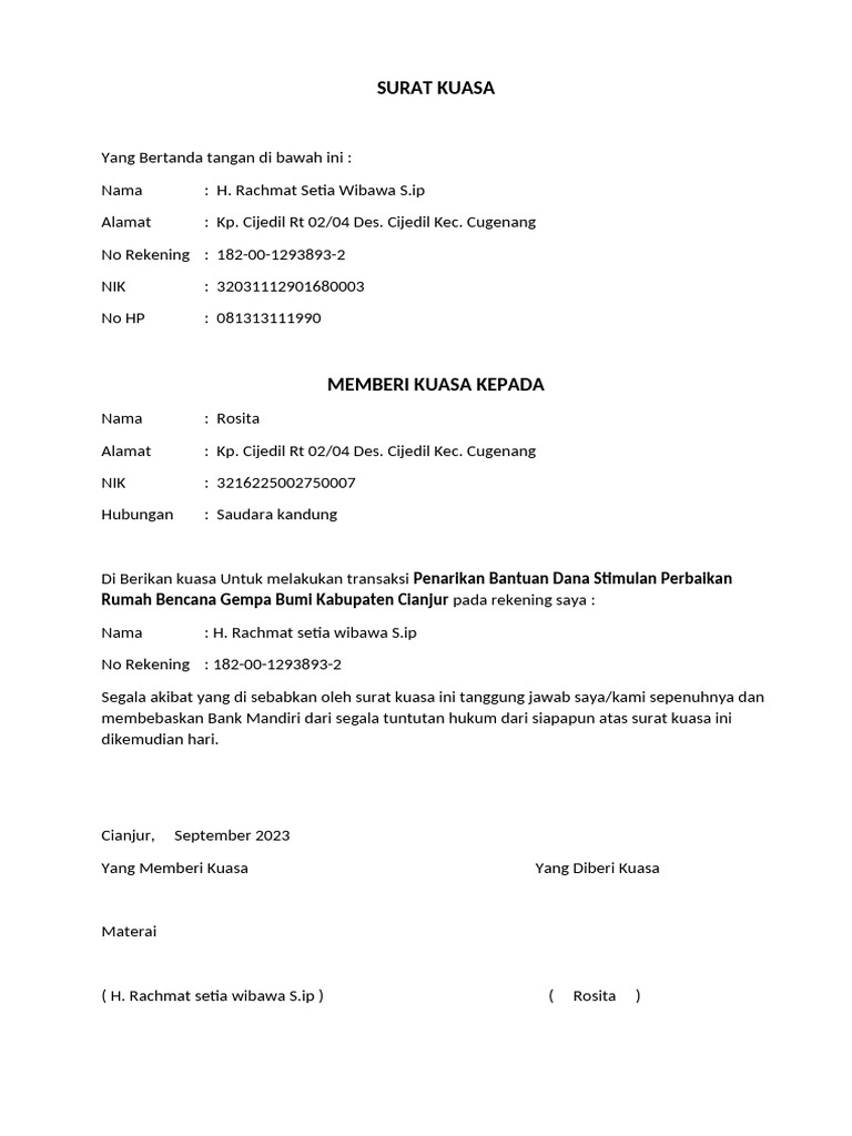 Surat Kuasa | PDF