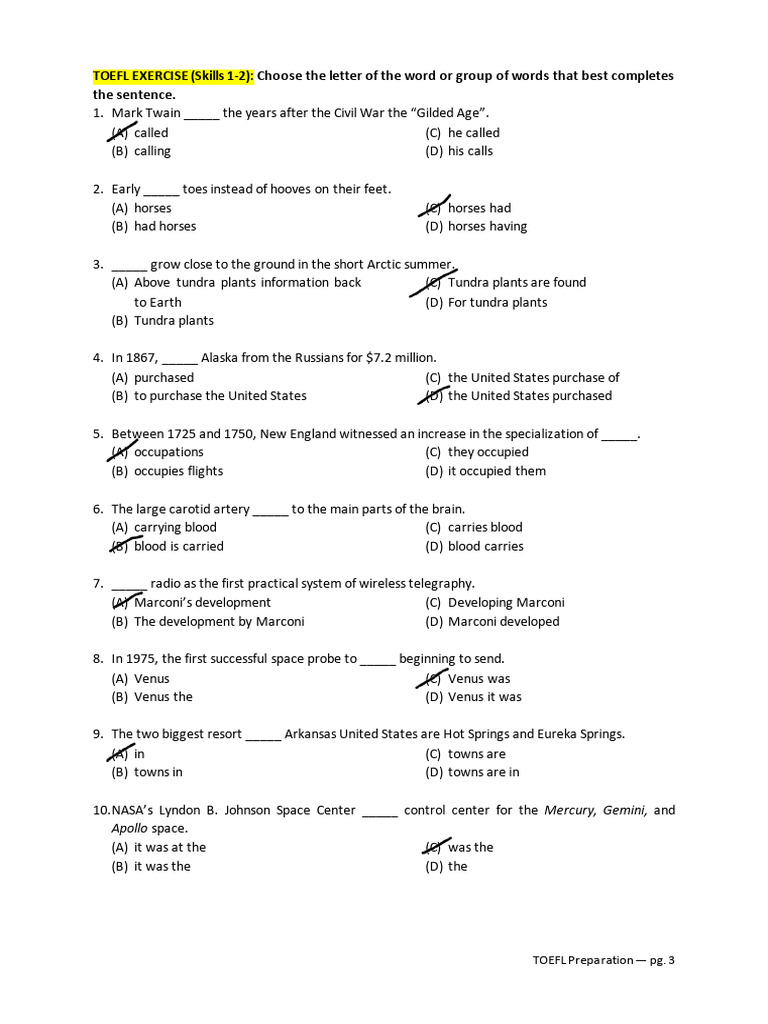 TOEFL Exercise Practice Questions | PDF | Spaceflight | Human ...