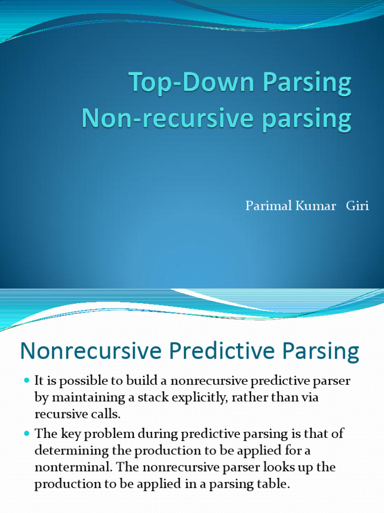 Top-Down Parsing (Non Recursive Predictive) | PDF | Parsing | Language ...