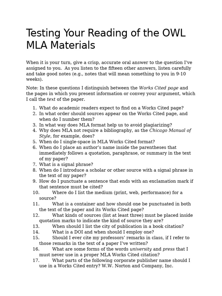 101 Testing Your OWL MLA Command | PDF