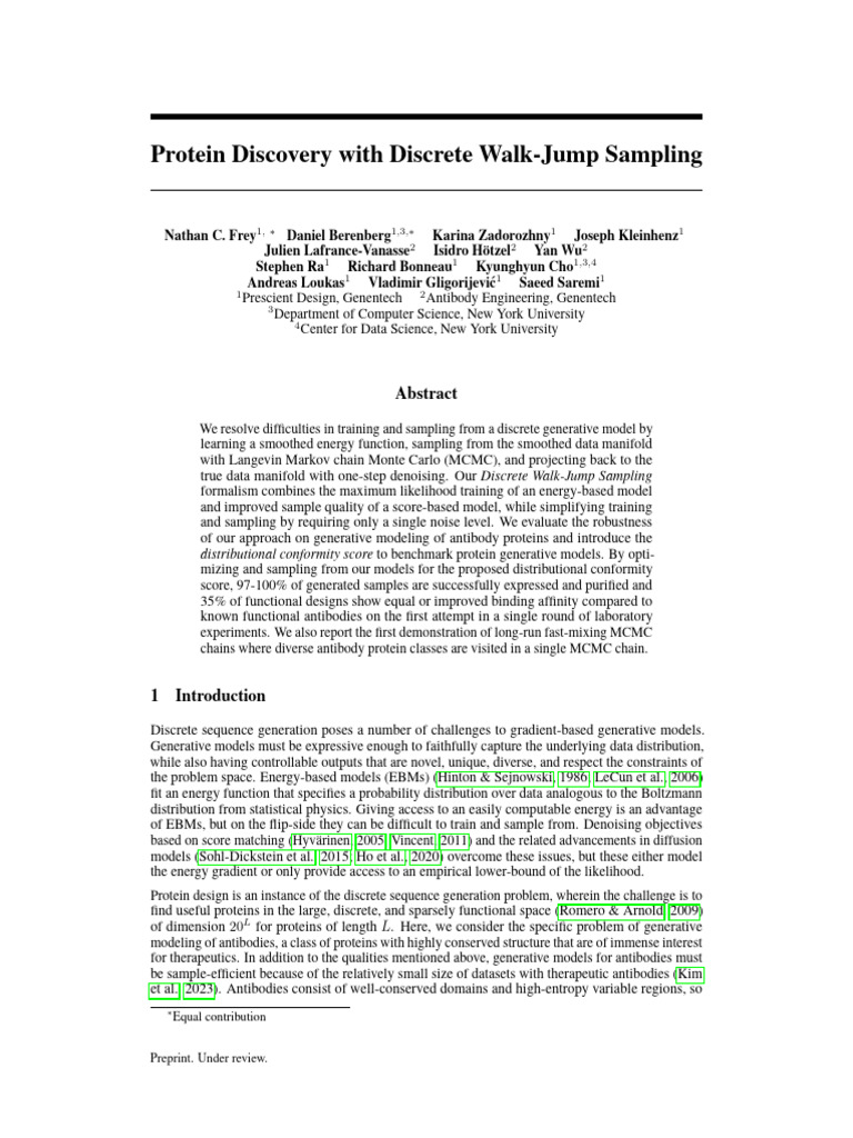 Protein Discovery With Discrete Walk-Jump Sampling | PDF | Proteins ...