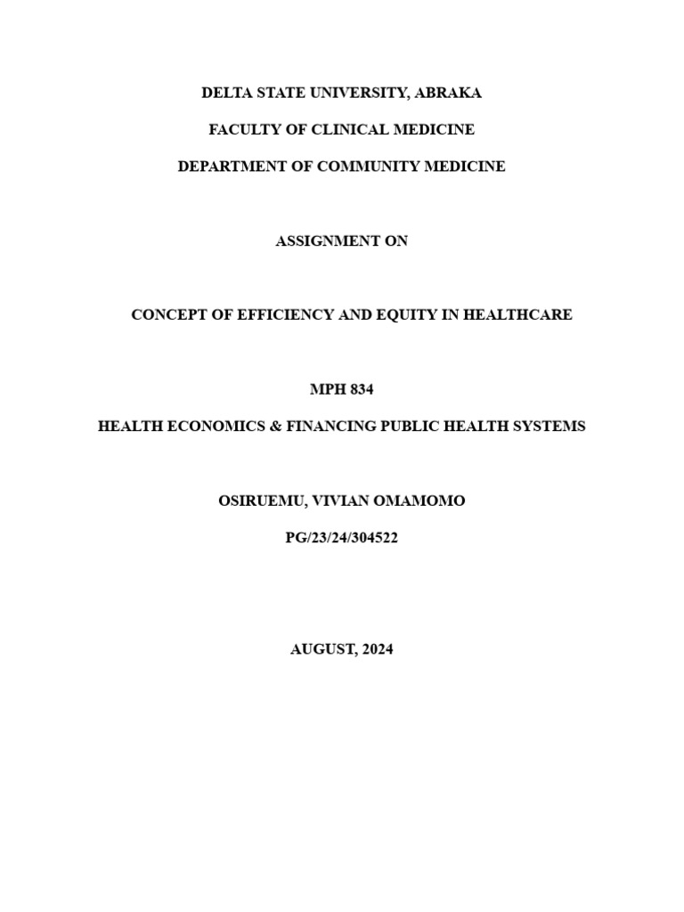 Efficiency and Equity in Healthcare Systems | PDF | Equity (Economics ...