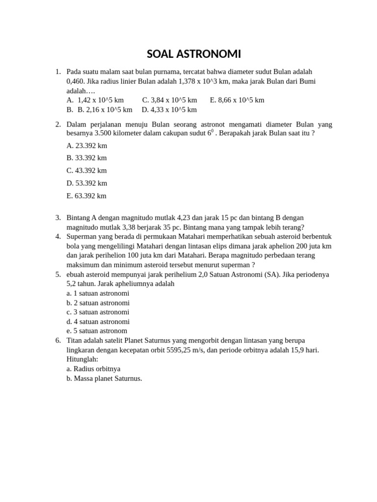 Soal Astronomi Olim | PDF