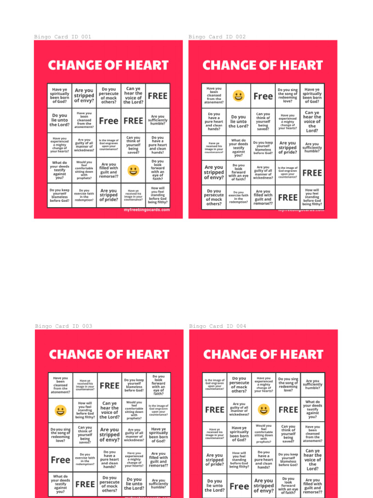 Change of Heart Bingo | PDF