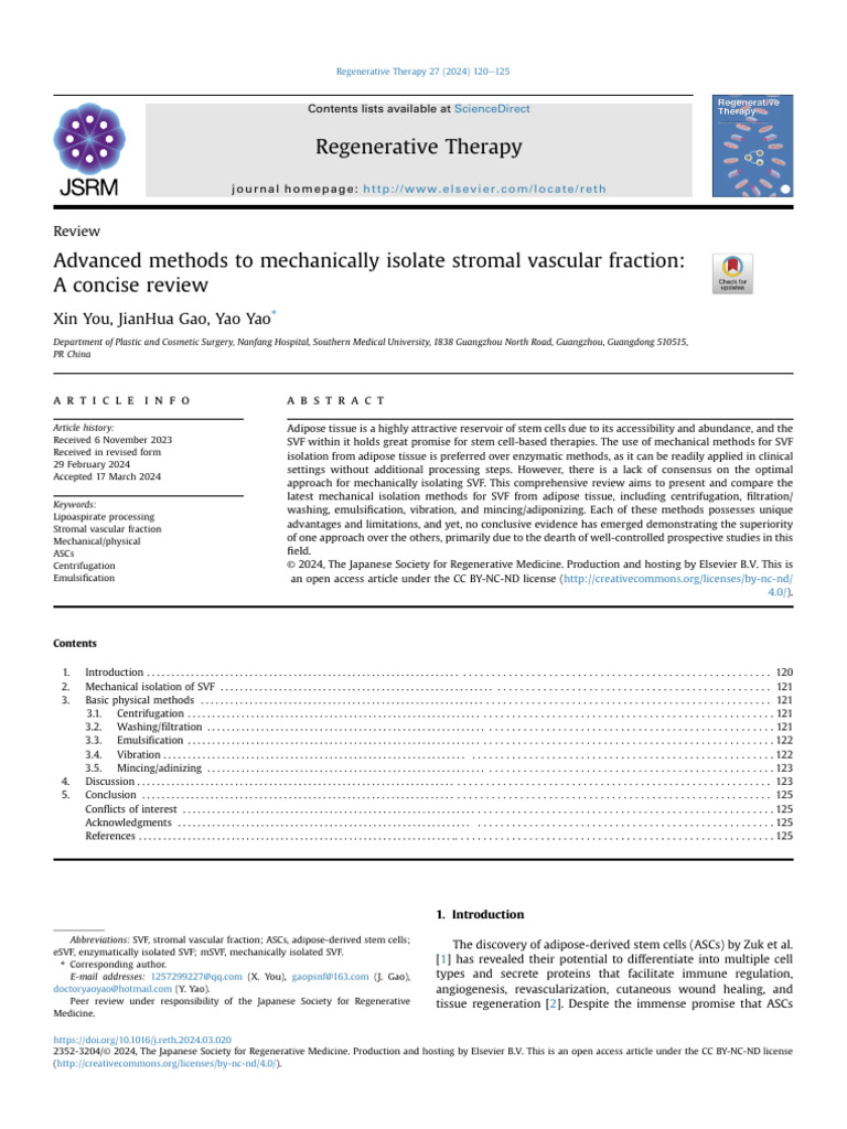 Advanced Methods To Mechanically Isolate Stromal V | PDF | Regenerative ...