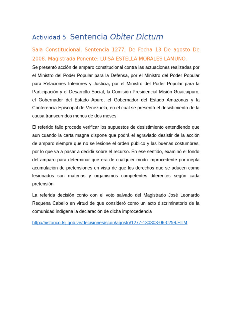 Sentencia Obiter Dictum | PDF