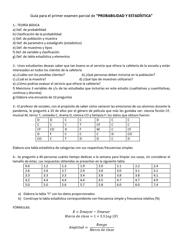 guía-1er-exa-prob-est | PDF | Estadísticas | Science
