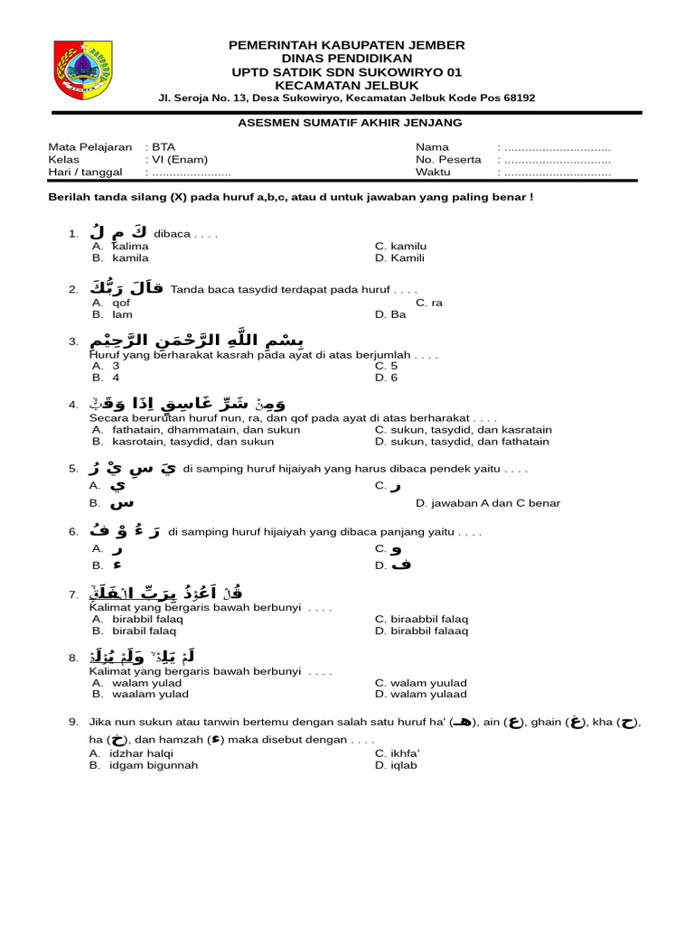SOAL ASAJ BTA 2024 | PDF