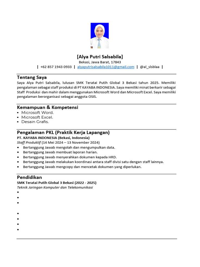 CV (Bahasa Indonesia) | PDF